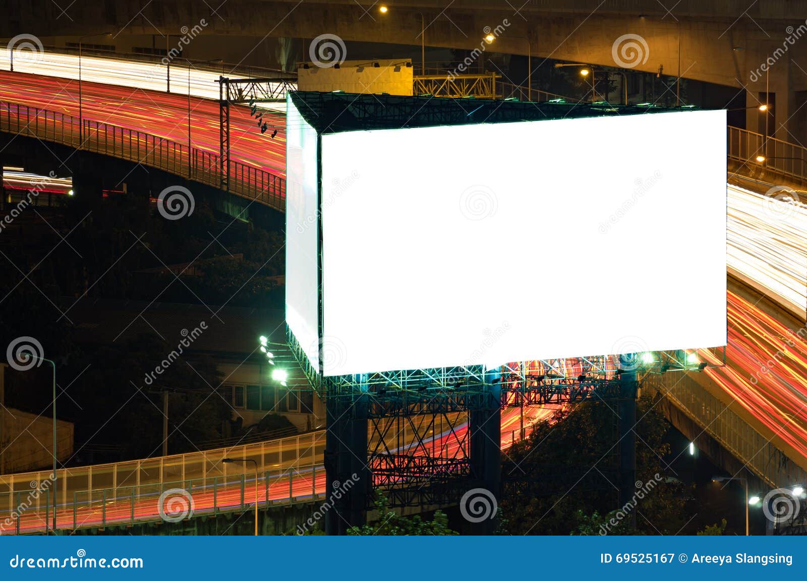 Blank Billboard in the Night Time for Advertisement. Stock Image ...