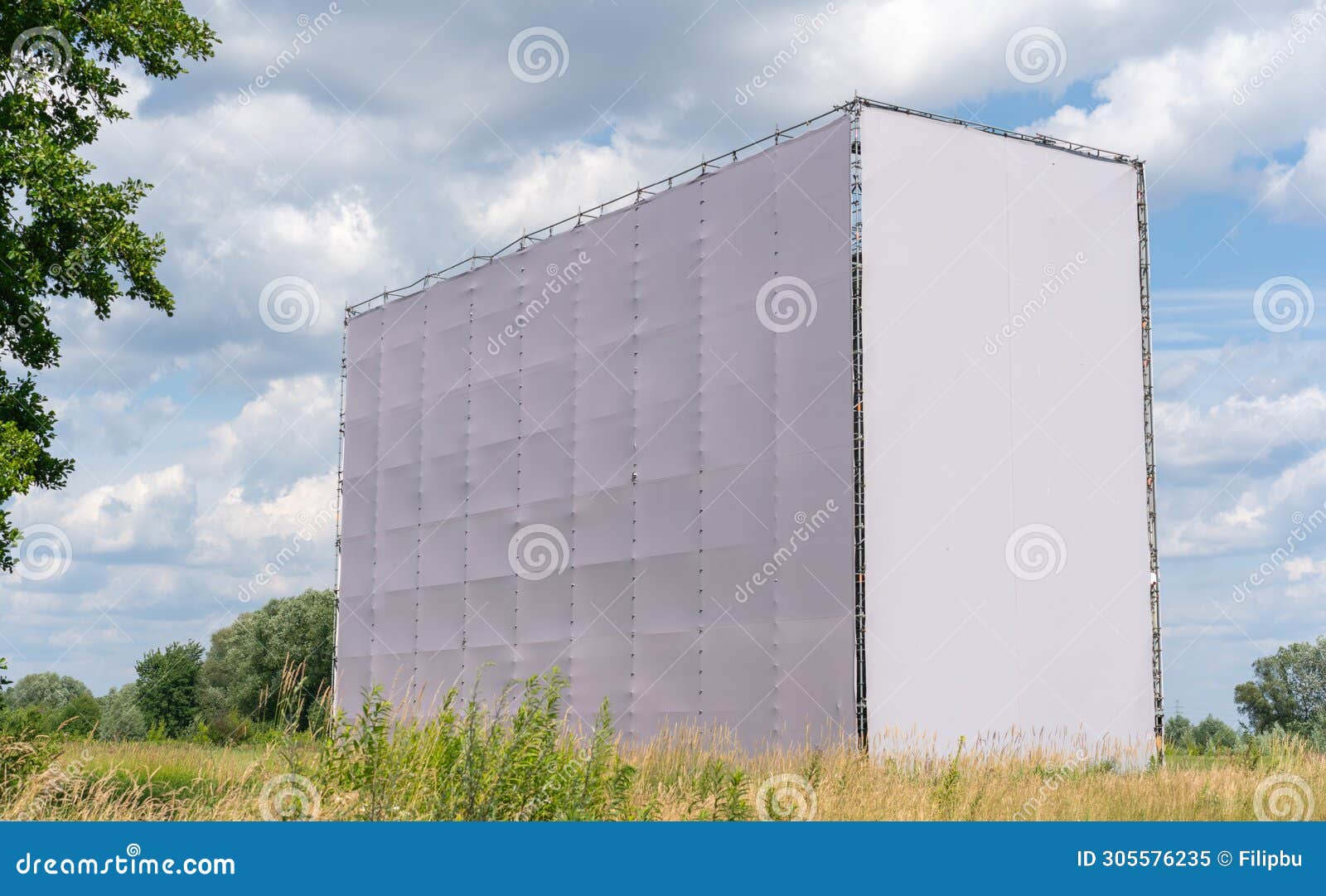 Blank Billboard for Outdoor Advertising Standing in Green Meadow. Empty ...