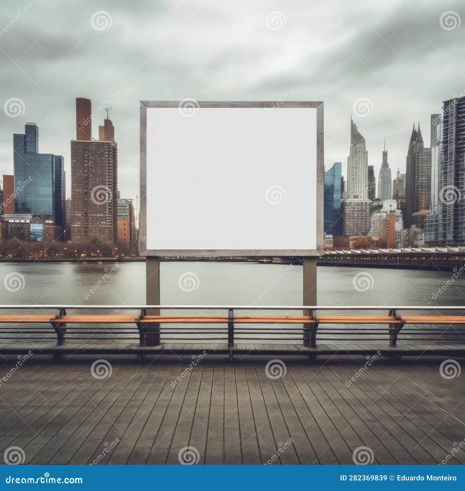 Blank Billboard on a Pedestrian Bridge Stock Illustration ...