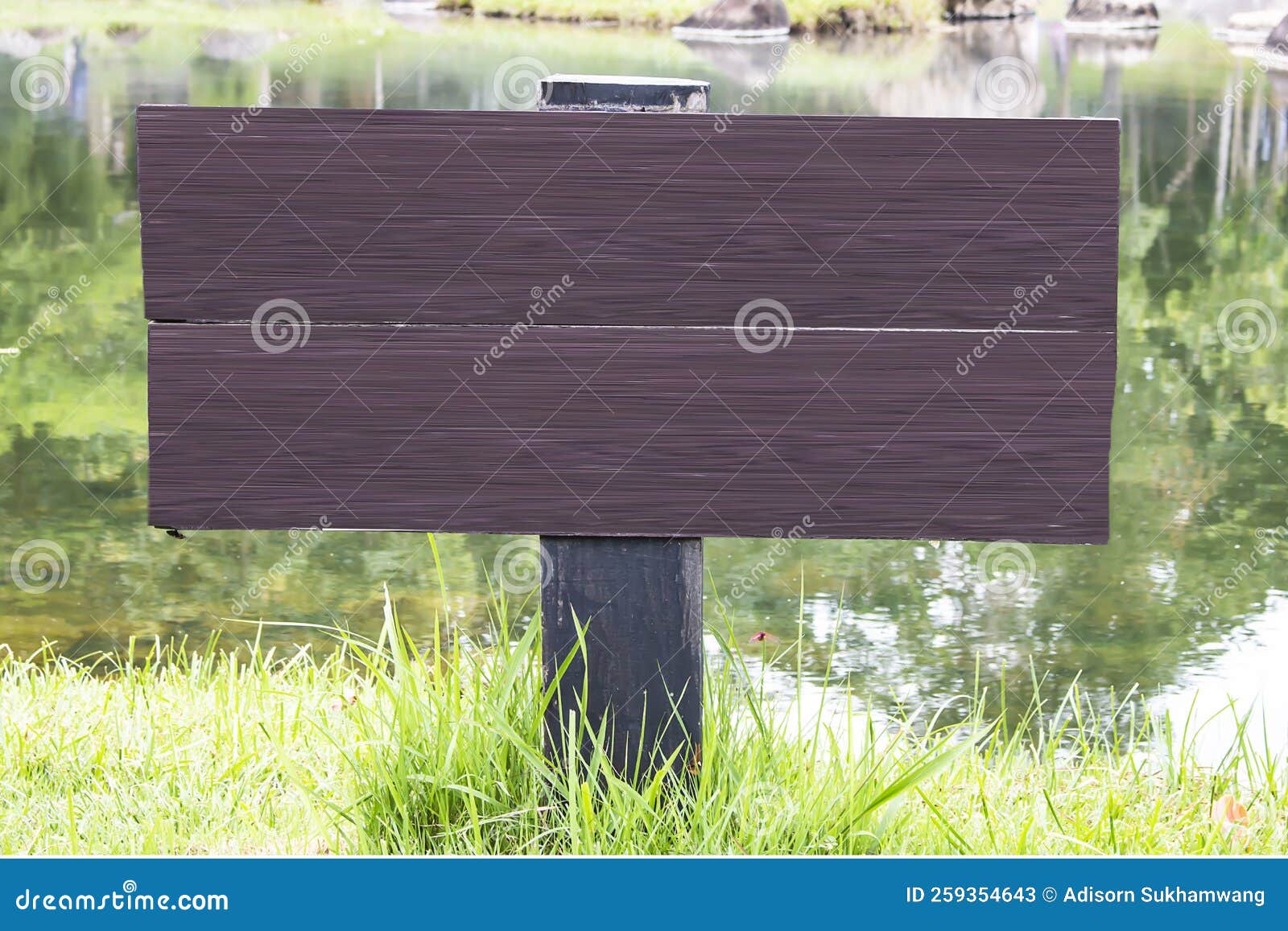 Blank Billboard beside the Pond Copy-space Stock Image - Image of water ...