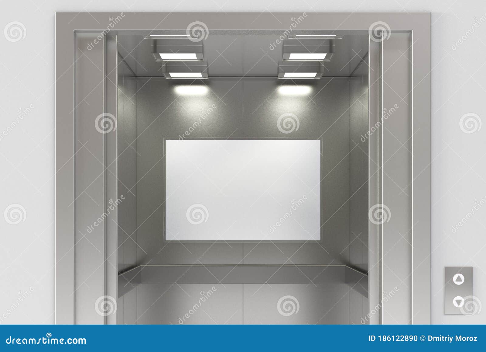 Empty Elevator Cabin With Blank Poster Vector Illustration ...