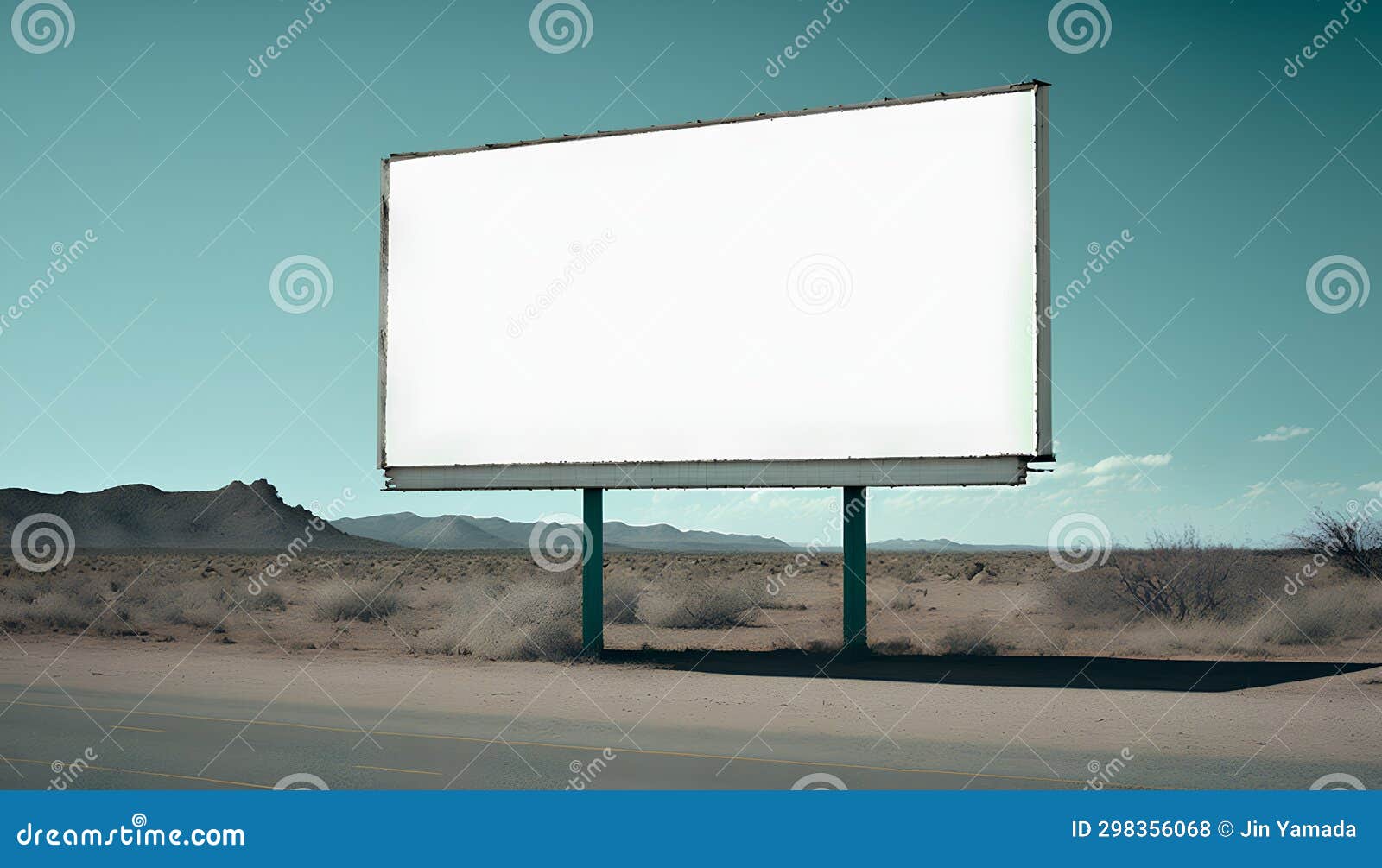 Blank Billboard on the Road in the Desert. 3d Rendering Stock ...