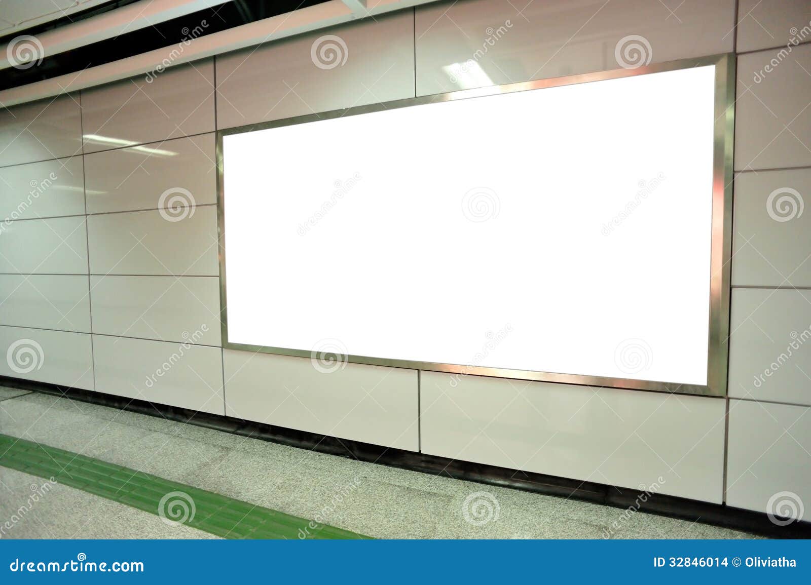 Blank billboard in subway stock photo. Image of floor - 32846014