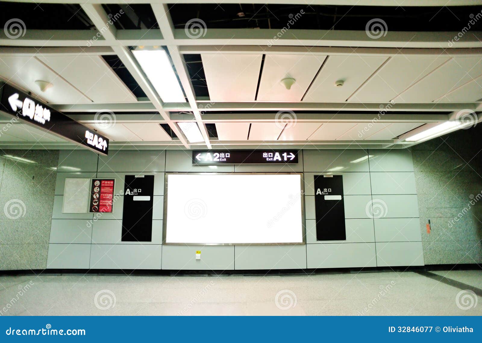 Blank billboard in subway stock image. Image of board - 32846077