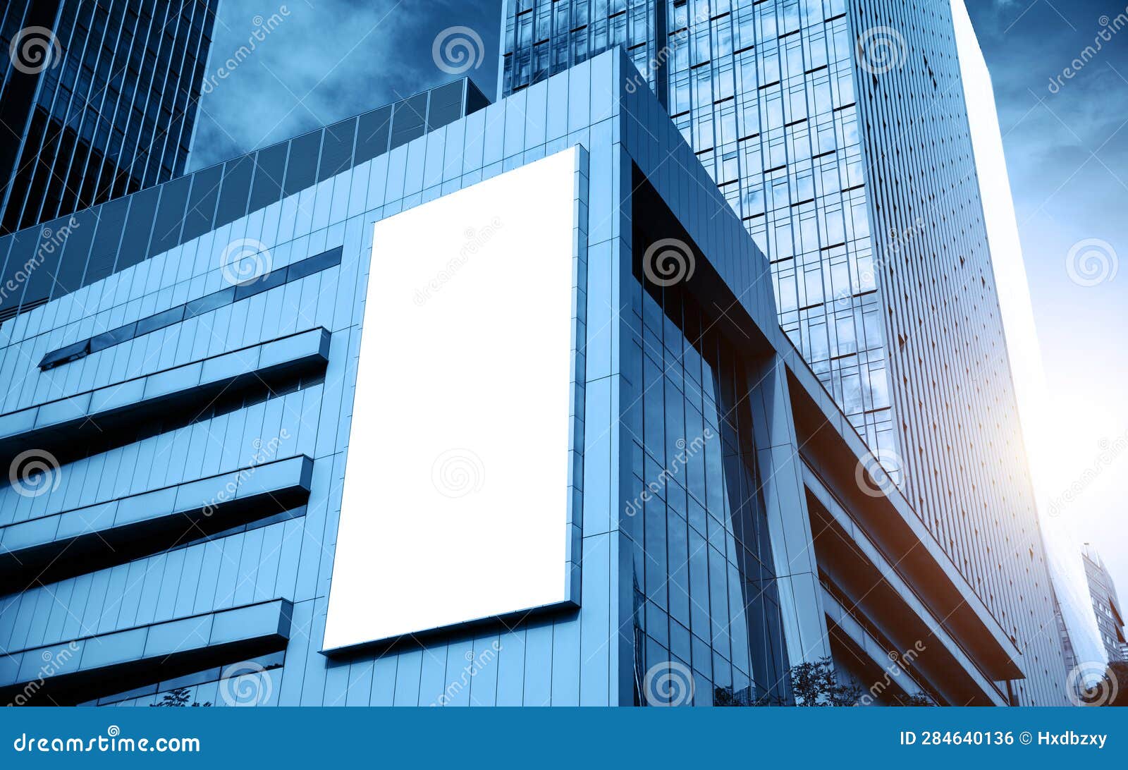 Blank Billboard on Wall of Modern Building Stock Photo - Image of ...