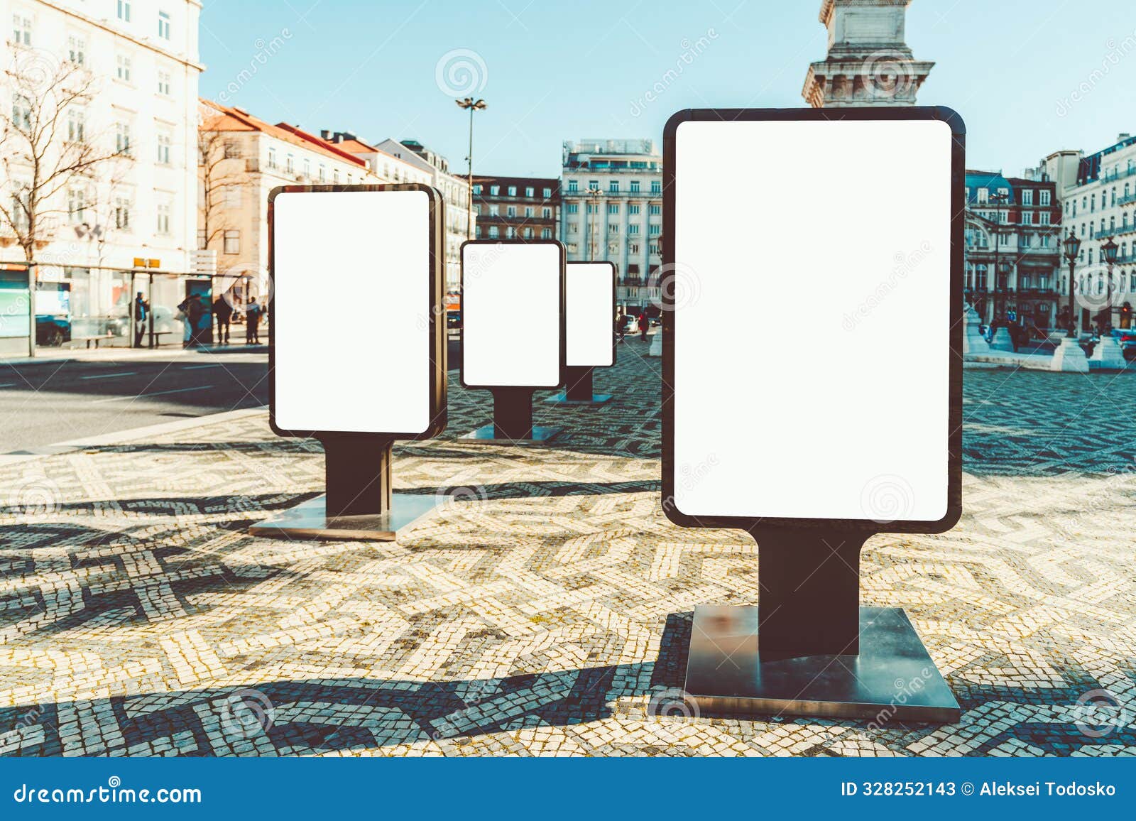 Blank Billboards in City Square Stock Image - Image of design, template ...