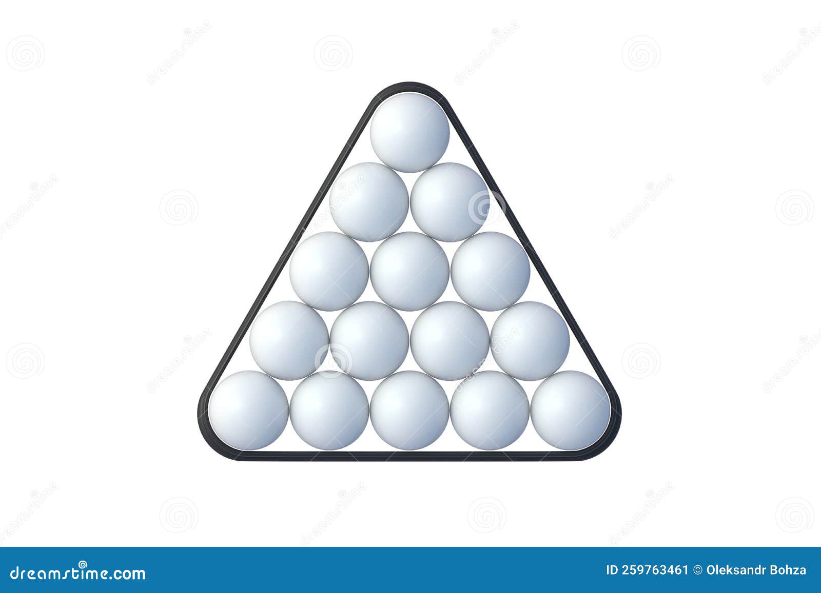 Blank Billiard Balls in Plastic Triangle Isolated on White Background ...