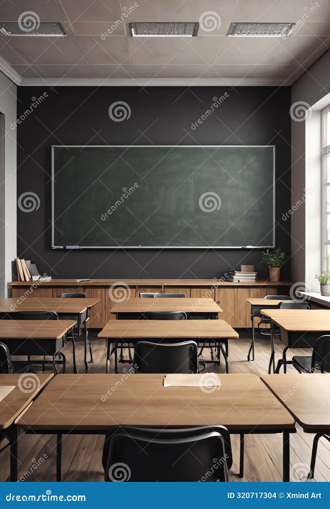 Blank Black Board Copy Space on Empty Classroom Interior Stock ...