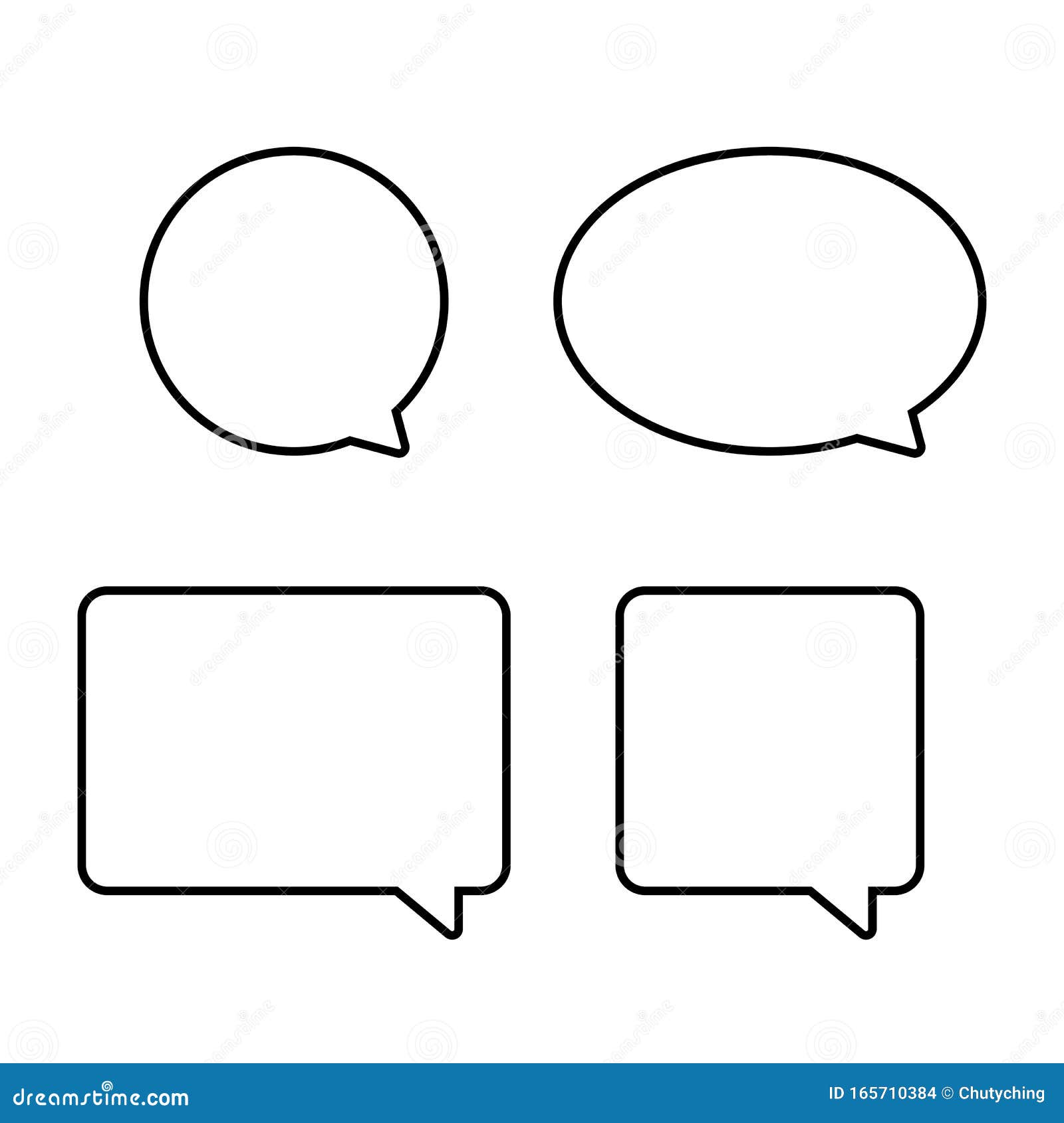 Blank Black Border Speech Bubbles. Stock Vector - Illustration of ...
