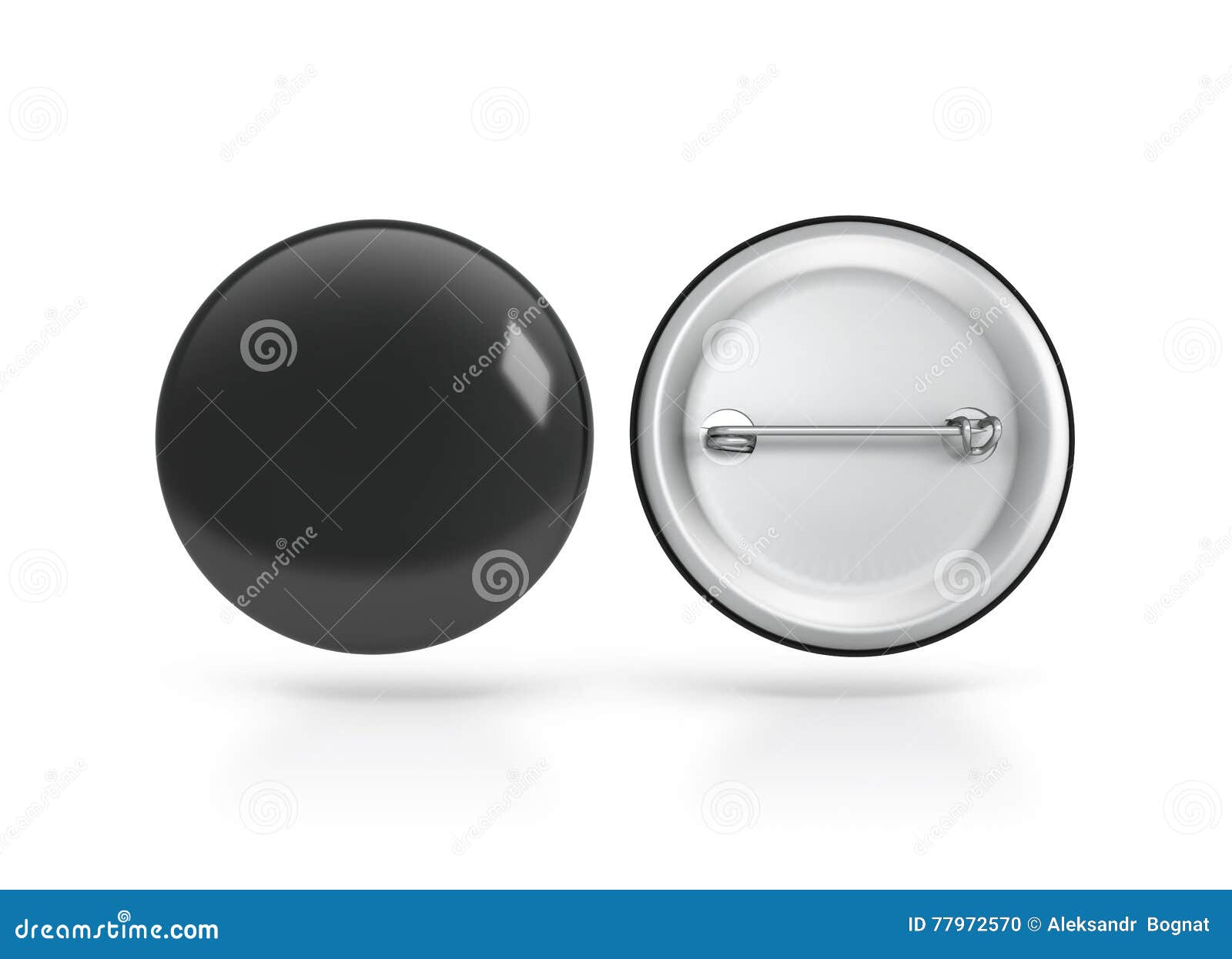 Blank Black Button Badge Mockup, Front Back Side, Clipping Path Stock ...