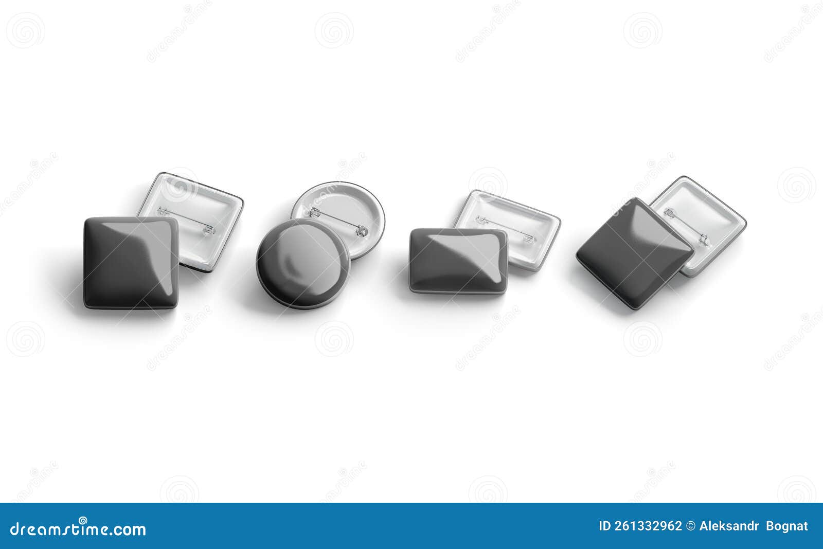 Blank Black Button Badge Stack Mockup, Front and Back View Stock ...