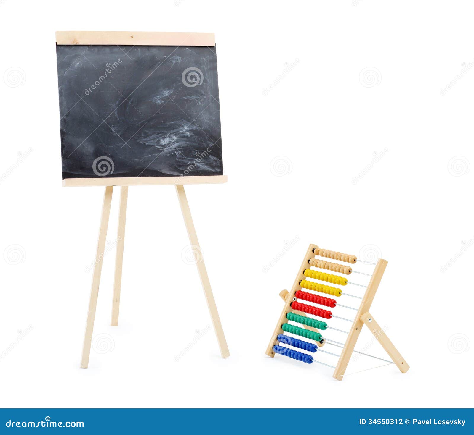 Blank Black Chalkboard and Multi-colored Abacus Isolated Stock Photo ...