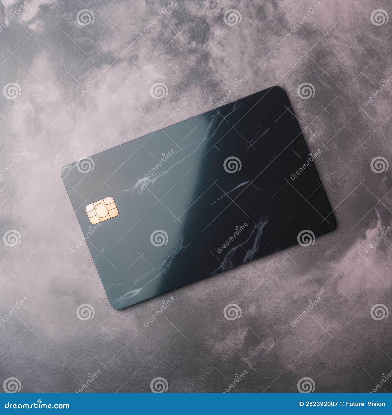 Blank Black Credit Card with Microchip on Grey, Copy Space, Created ...