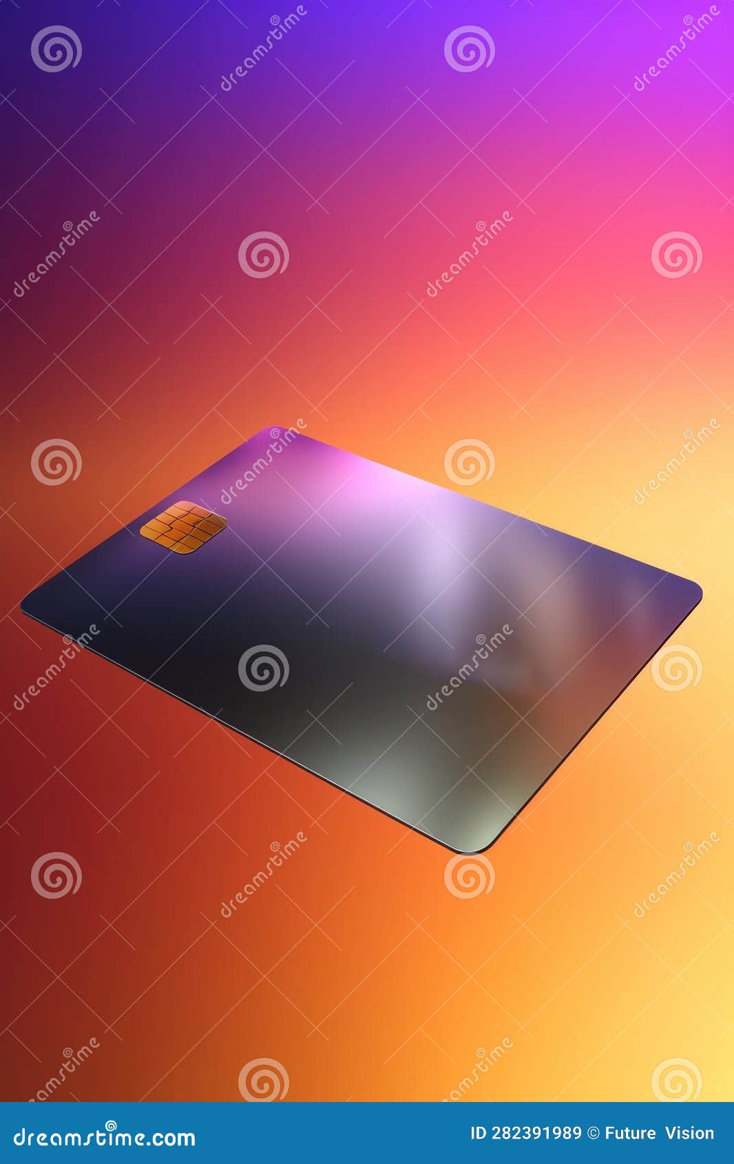 Blank Black Credit Card with Microchip on Orange, Copy Space, Created ...