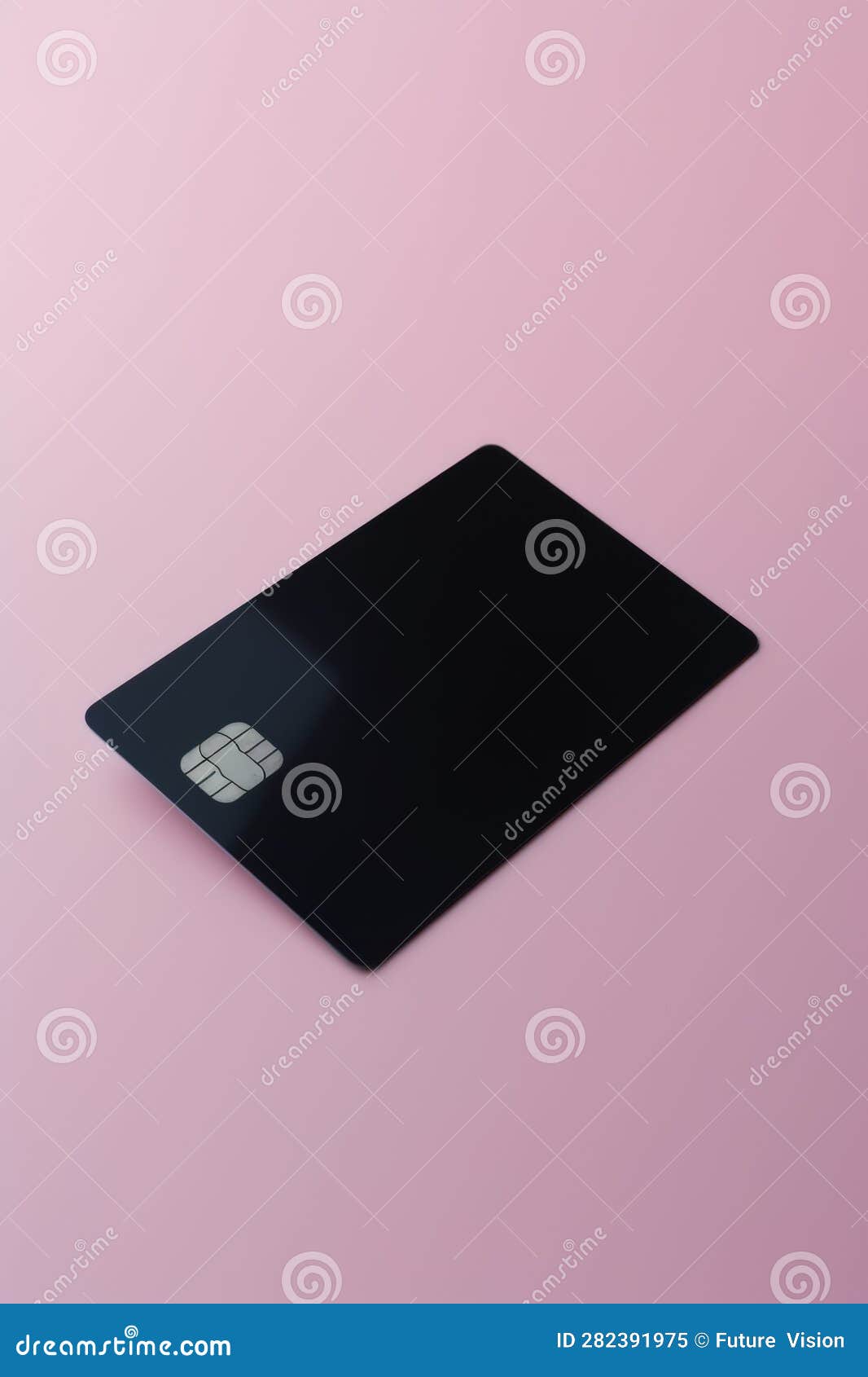 Blank Black Credit Card with Microchip on Pink, Copy Space, Created ...