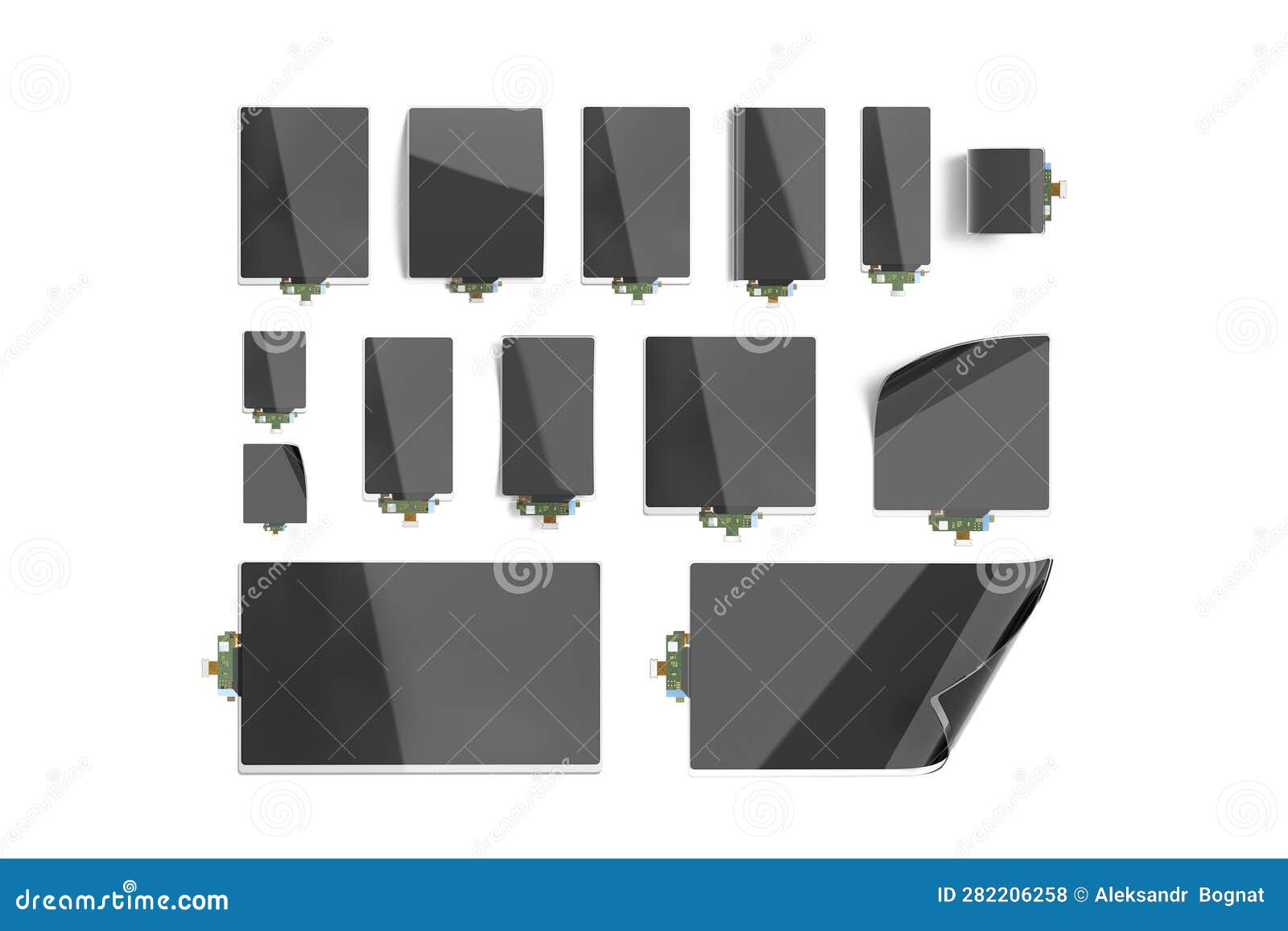 Blank Black Curved and Straight Rectangular Display Mockup, Different ...