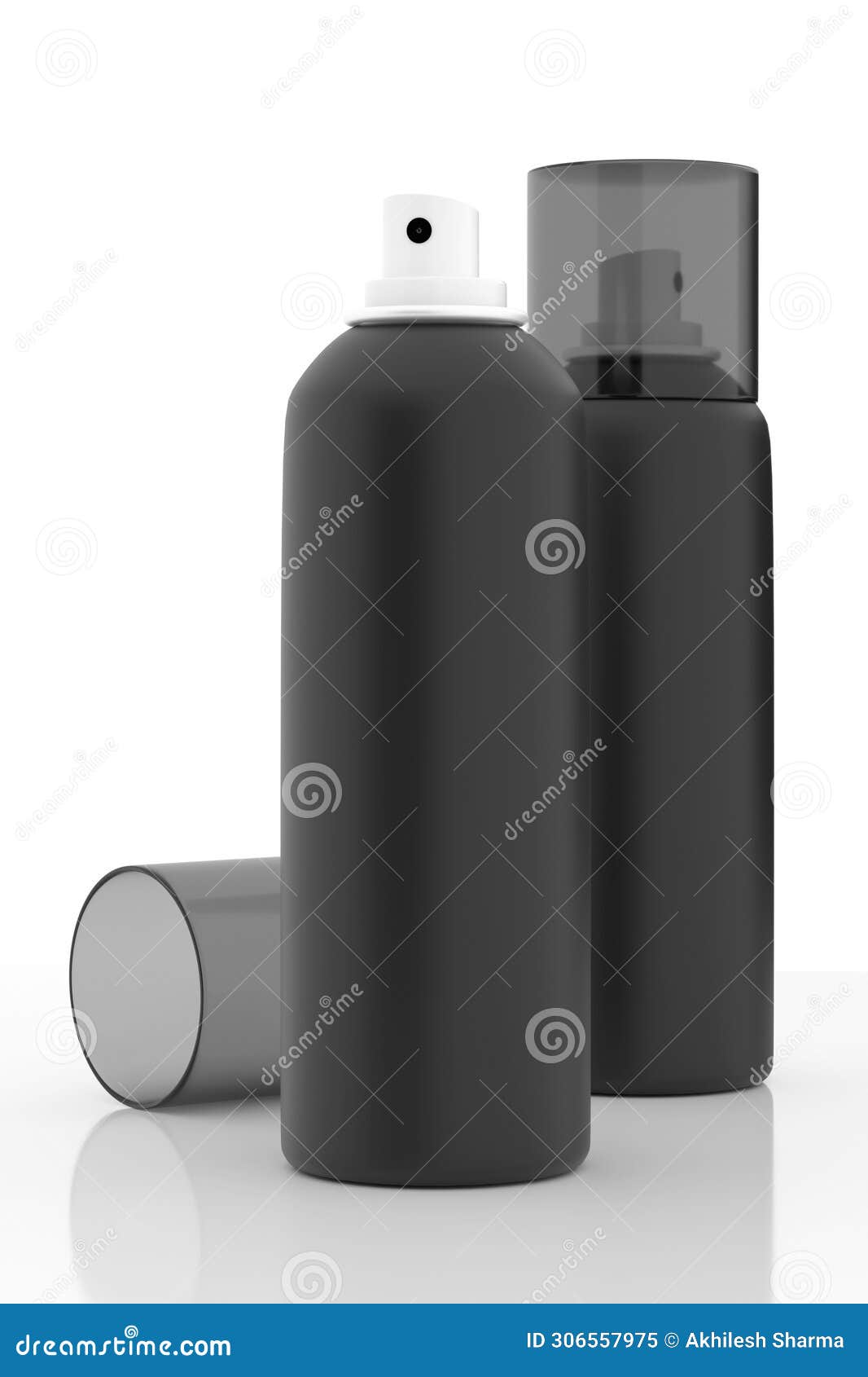 Blank Black Deodorant Perfume Spray Cans Mockup - 3D Illustration Stock ...