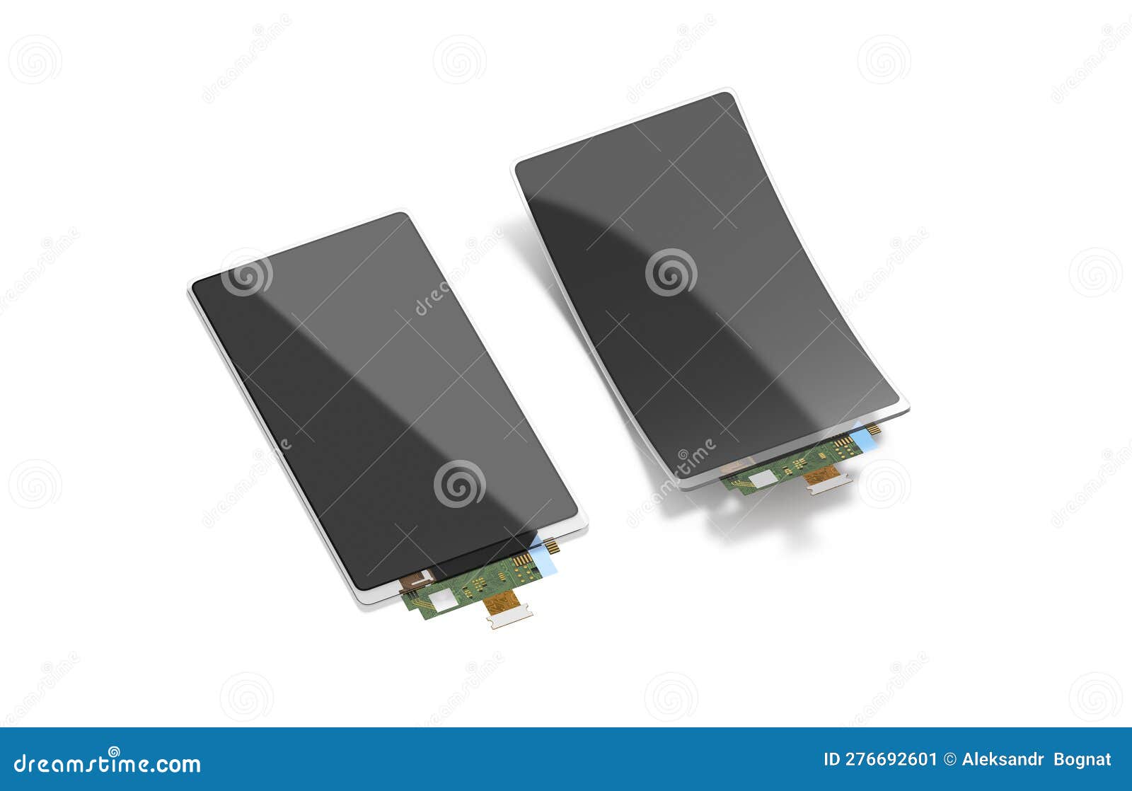 Blank Black Flexible Flat and Curved Rectangular Display Mockup ...