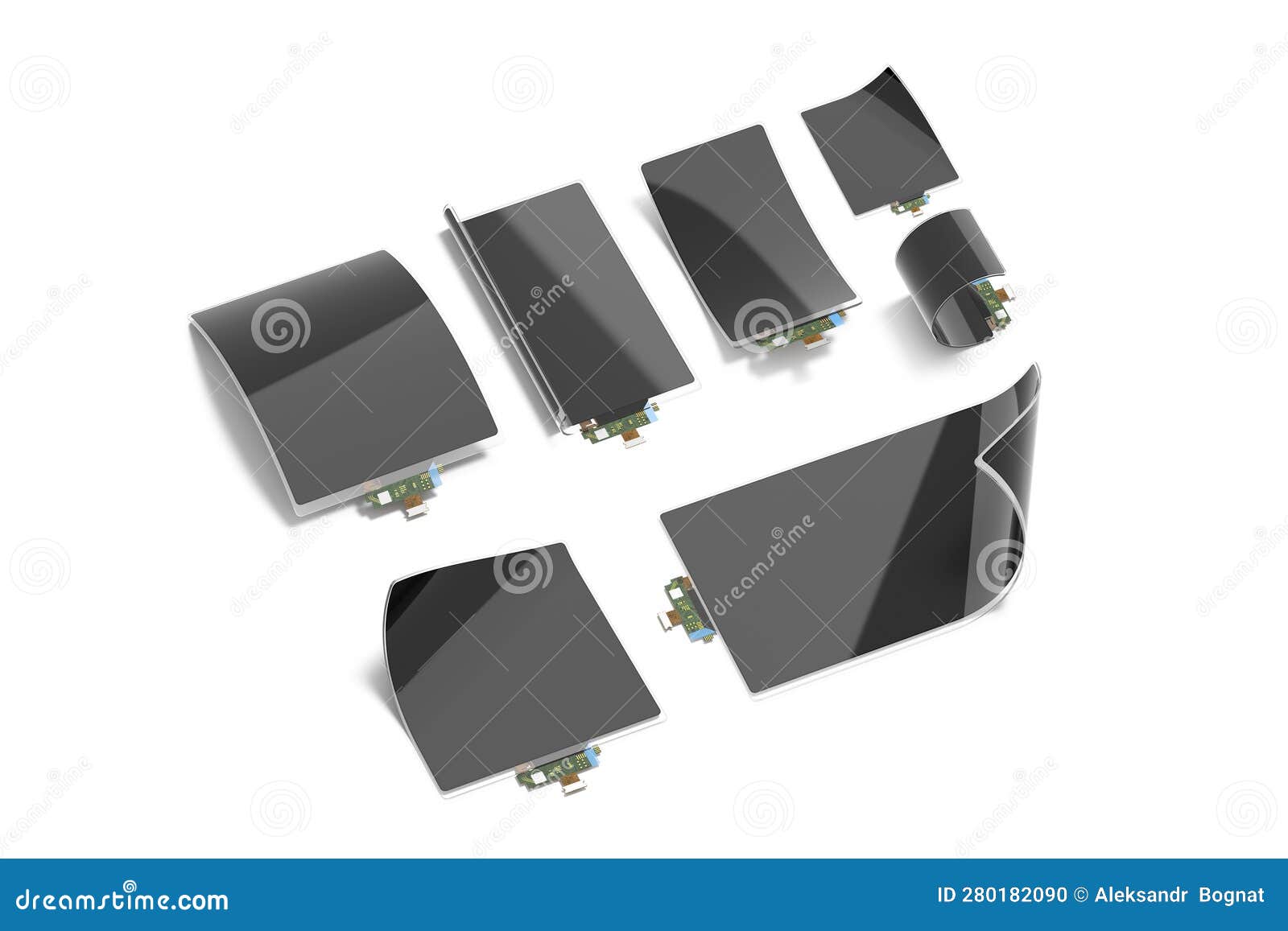 Blank Black Flexible Folded Rectangular Display Mockup, Different Size ...