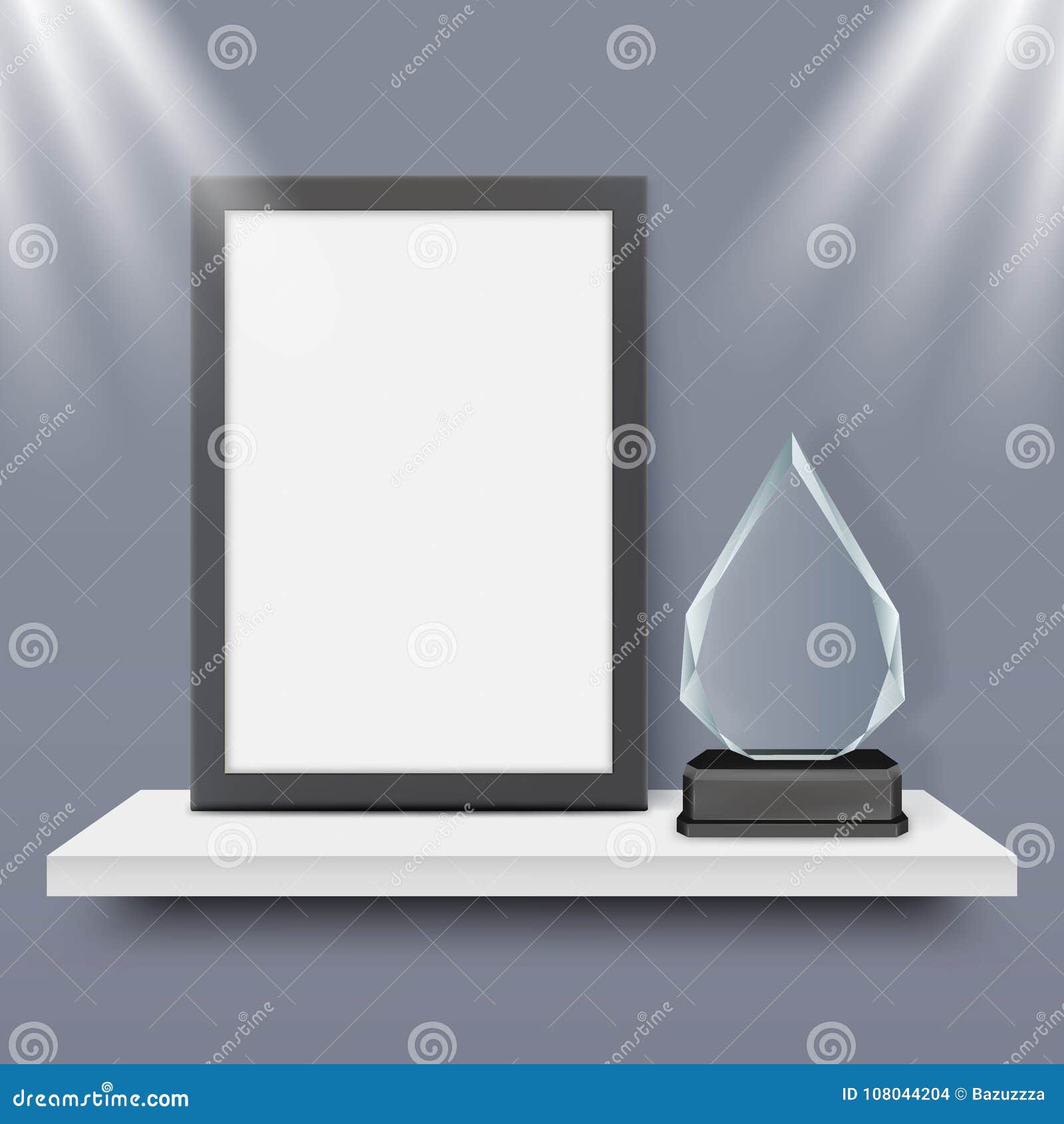 Blank Black Frame and Glass Award Trophy Vector Realistic Illustration ...