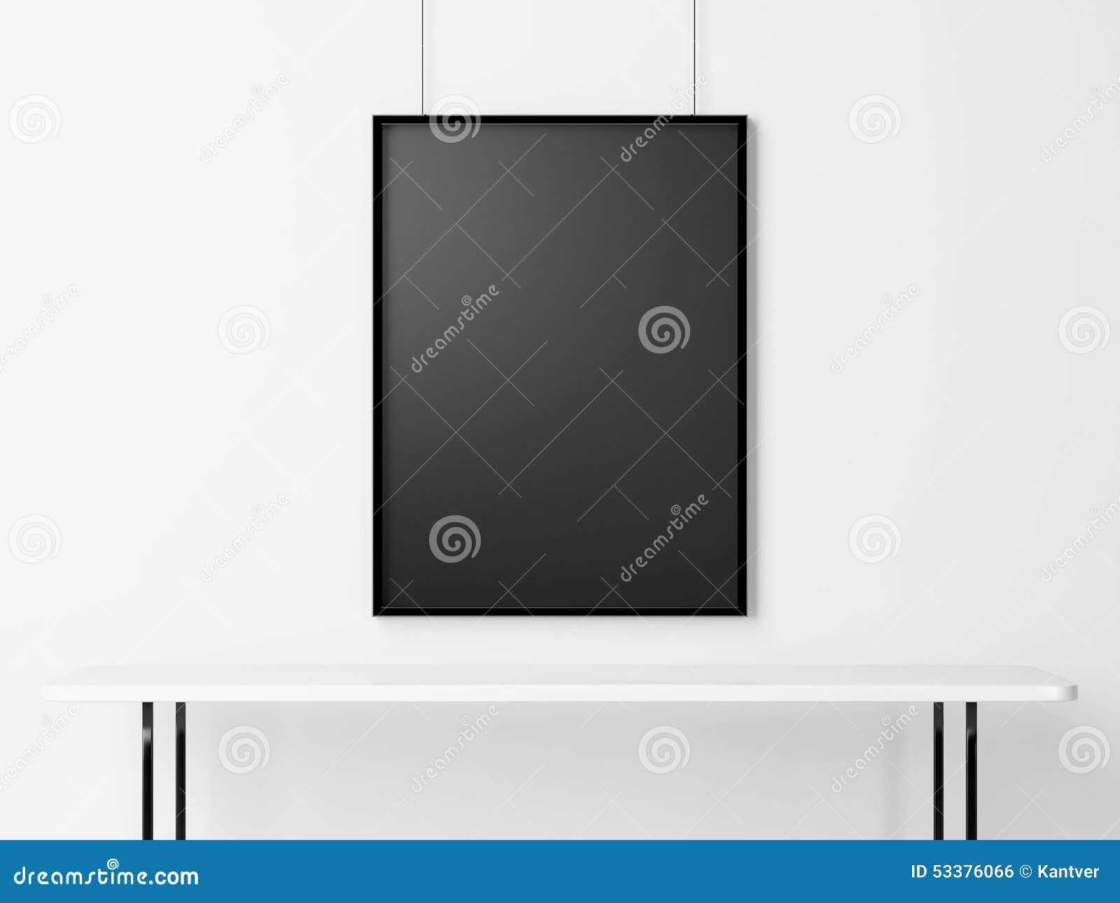 Blank Black Frame Under White Table. 3d Render Stock Illustration ...