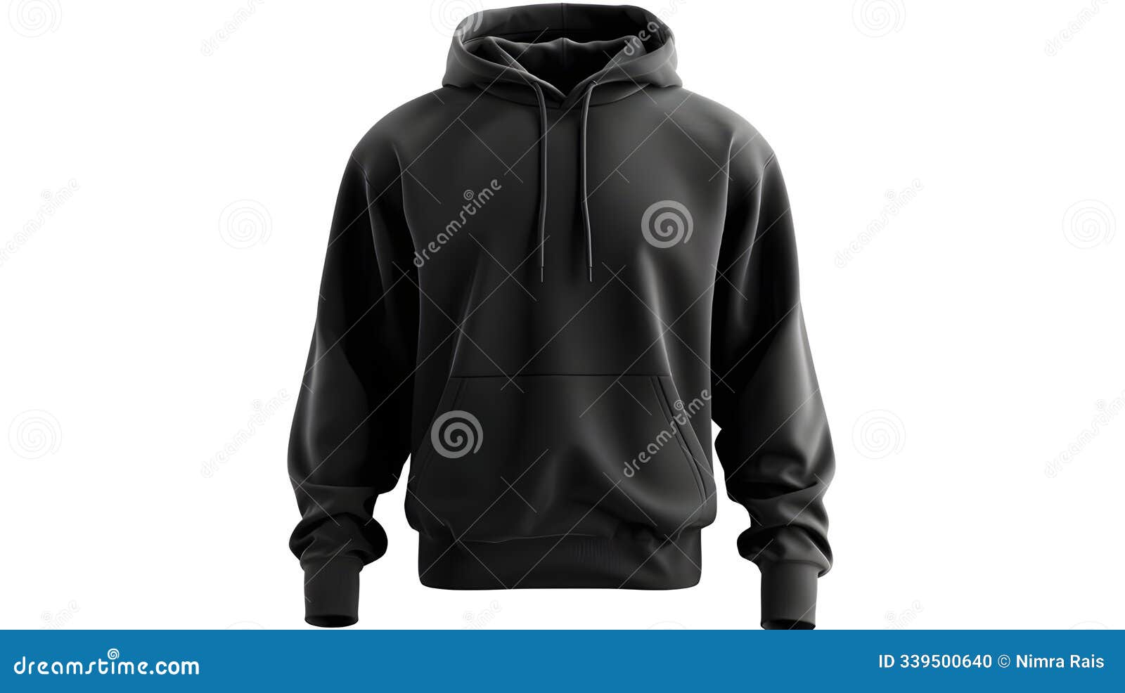 Blank Black Hoodie Pullover with Pocket Mockup Isolated Over White ...