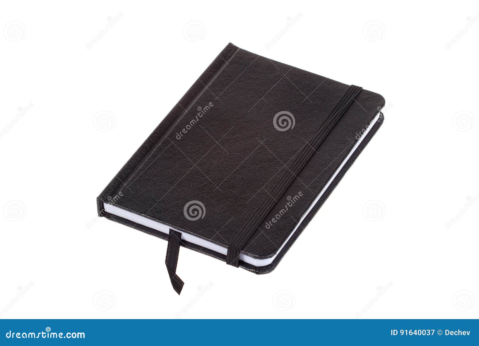Blank Black Leather Cover Notebook, Isolated On White Stock Image ...