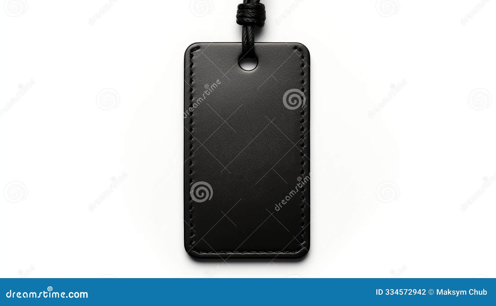 Blank Black Leather Tag with Stitching and a Hanging Loop for ...