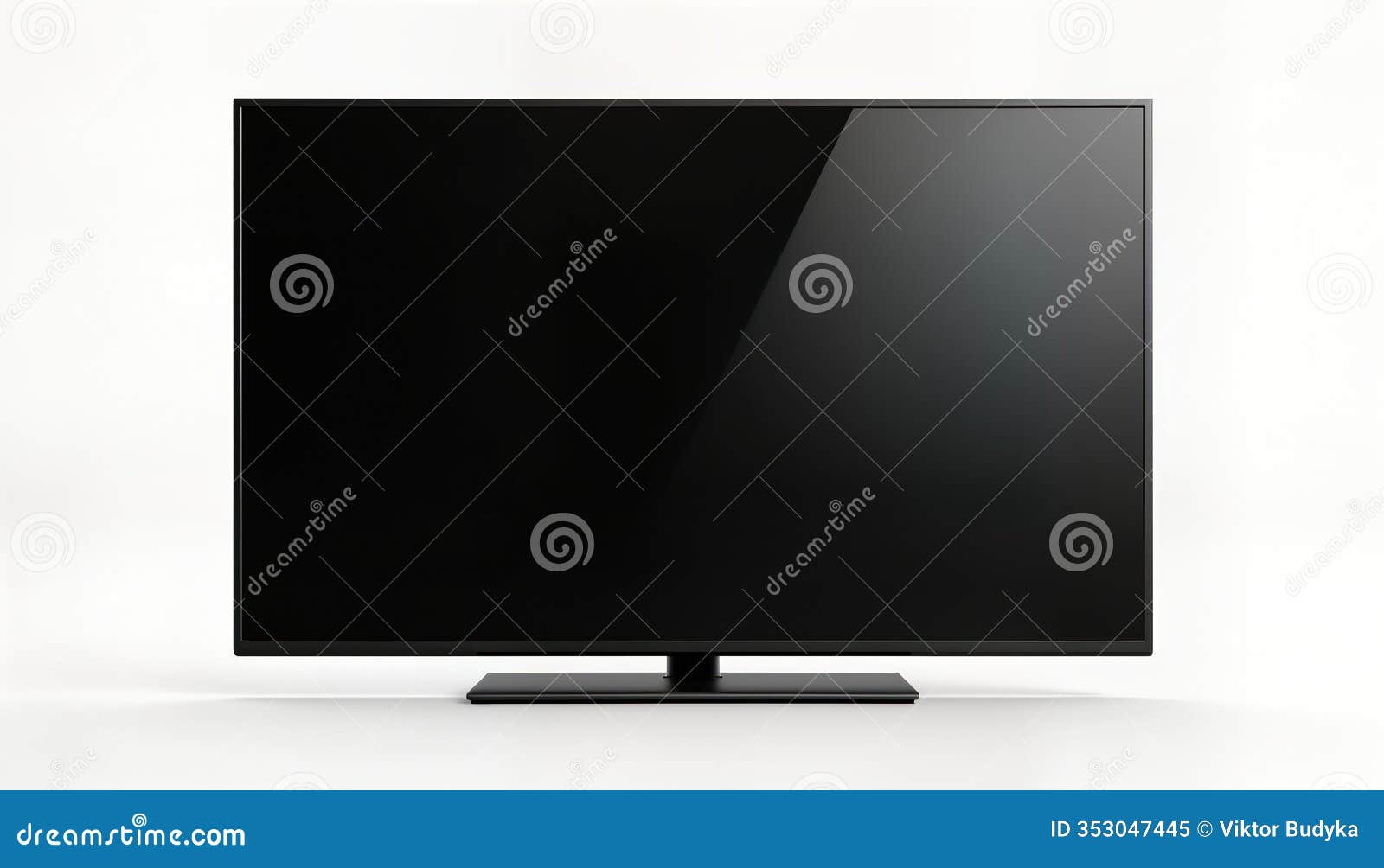 Blank Black LED TV Screen on Plain White Background. Modern Flat Panel ...