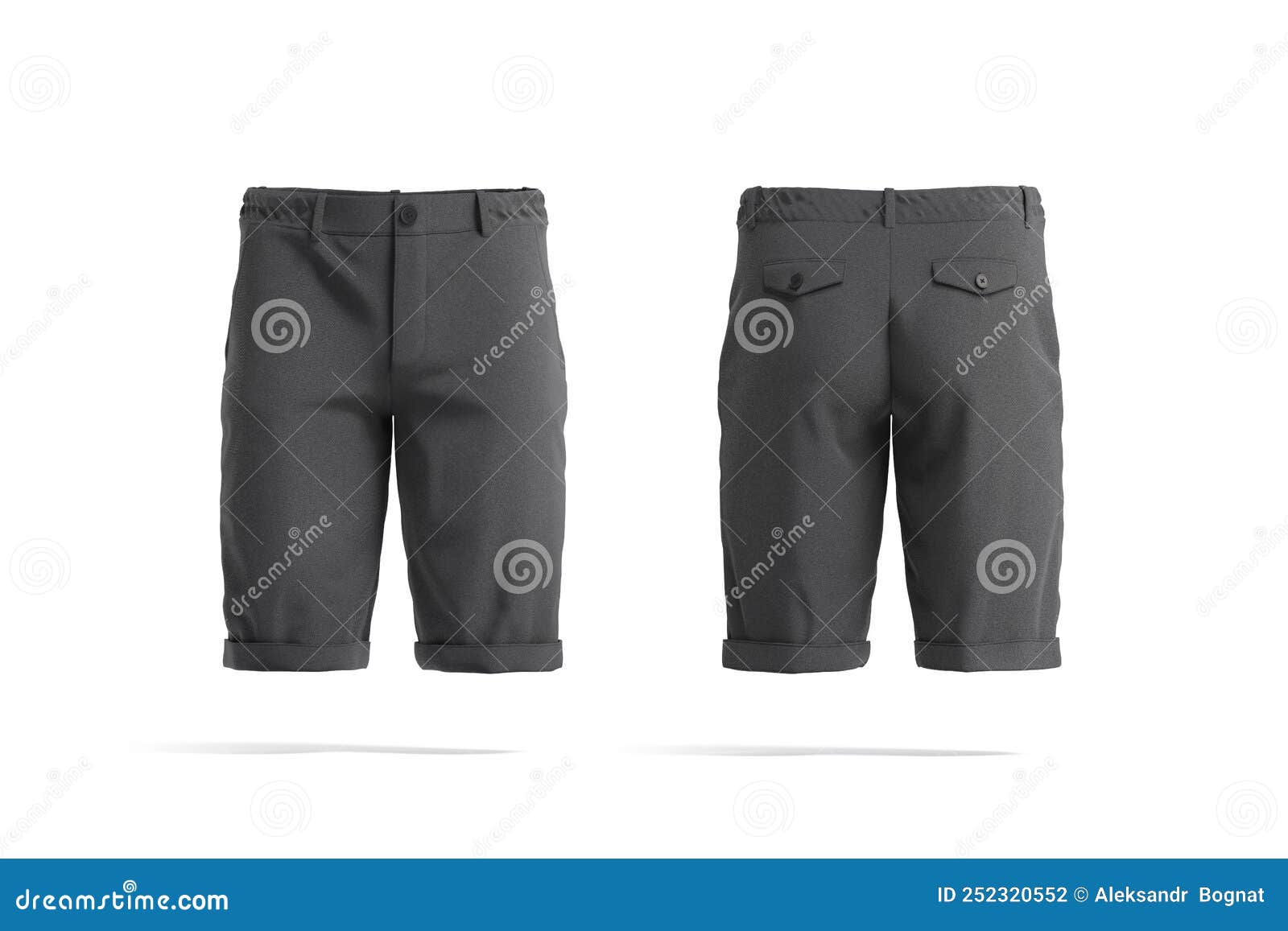 Blank Black Men Shorts Mockup, Front and Back View Stock Illustration ...