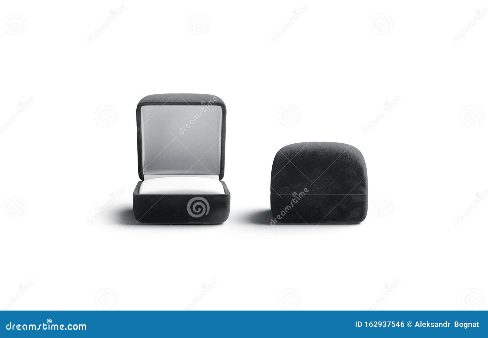 Blank Black Opened and Closed Ring Box Mockup, Front View Stock ...