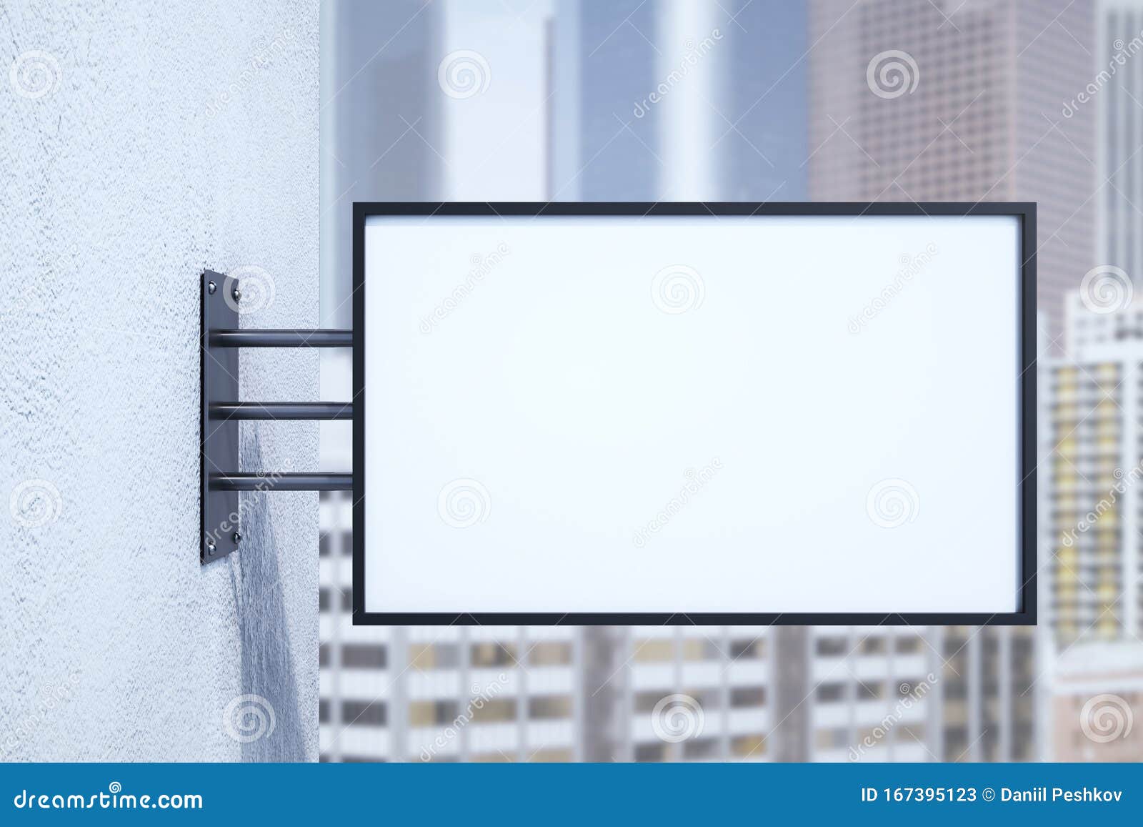 Blank Black Rectangular Banner on Wall Stock Illustration ...