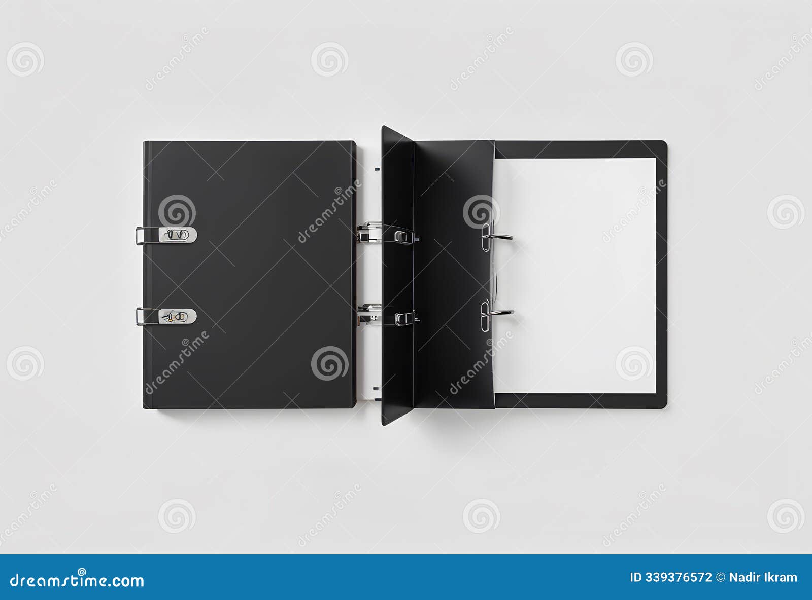 Blank Black Ring Binder Folder Design Mock Up Top View, 3d Rendering ...