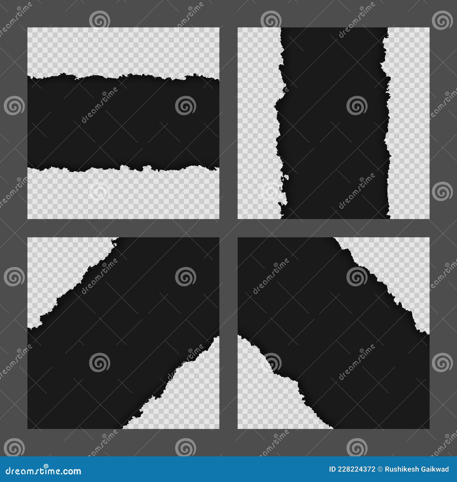 Blank White Ripped Torn Square Paper Sheets Collection Stock Vector ...