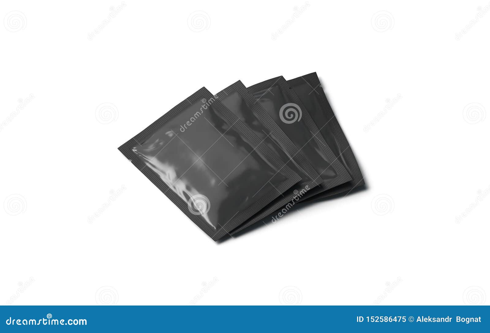 Blank Black Sachet Packets Set Mock Up, Isolated, Side View, Stock ...