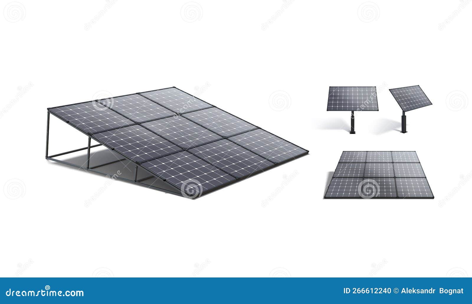 Blank Black Solar Panel Mockup Set, Different Views Stock Illustration ...