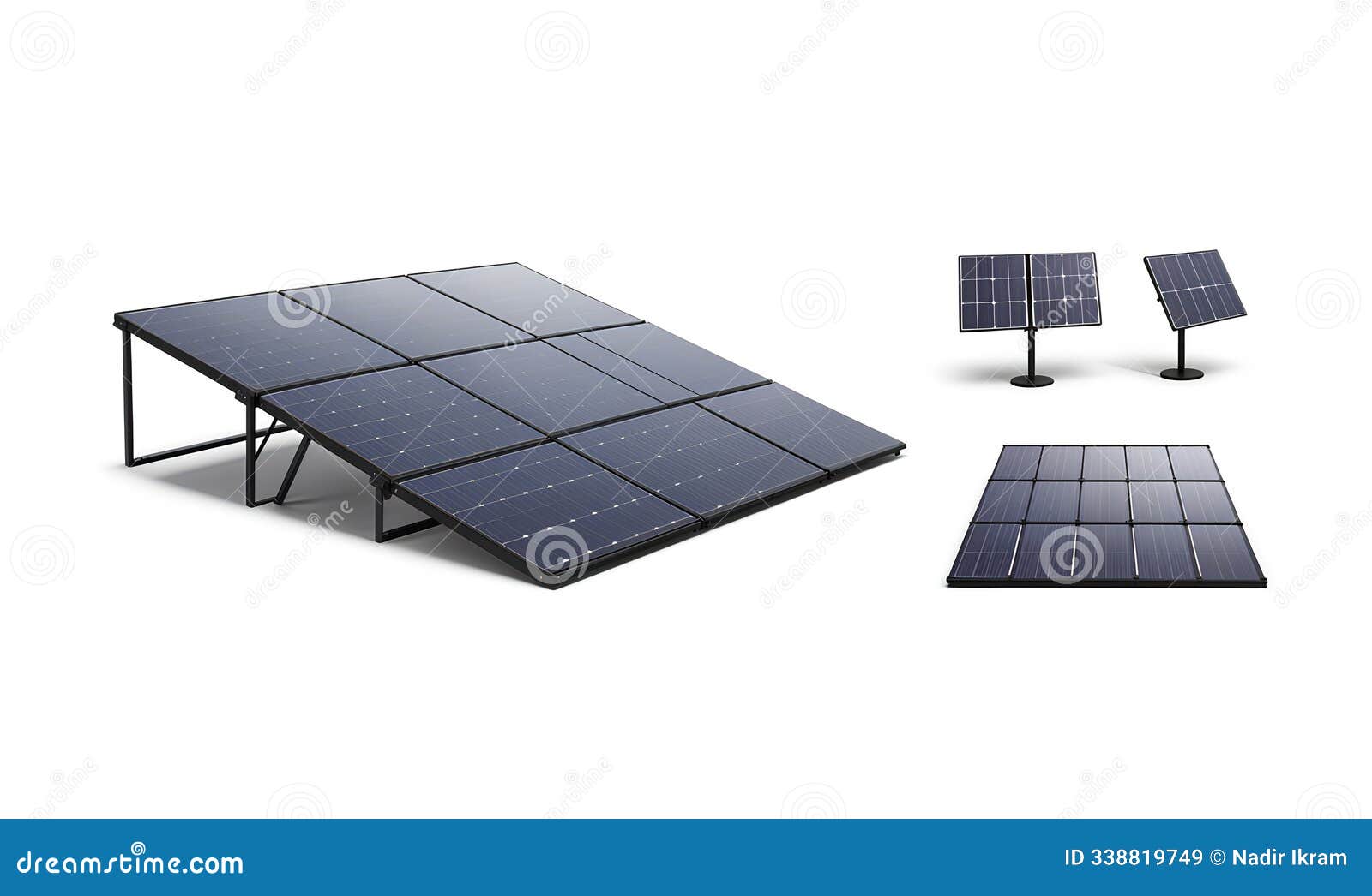 Blank Black Solar Panel Mockup Set, Different Views. Stock Illustration ...