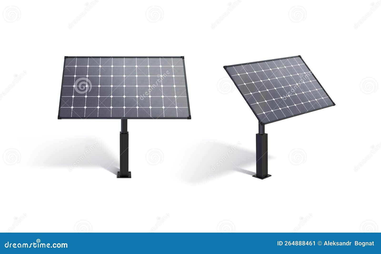 Blank Black Solar Panel Mockup Stand, Front and Side View Stock ...