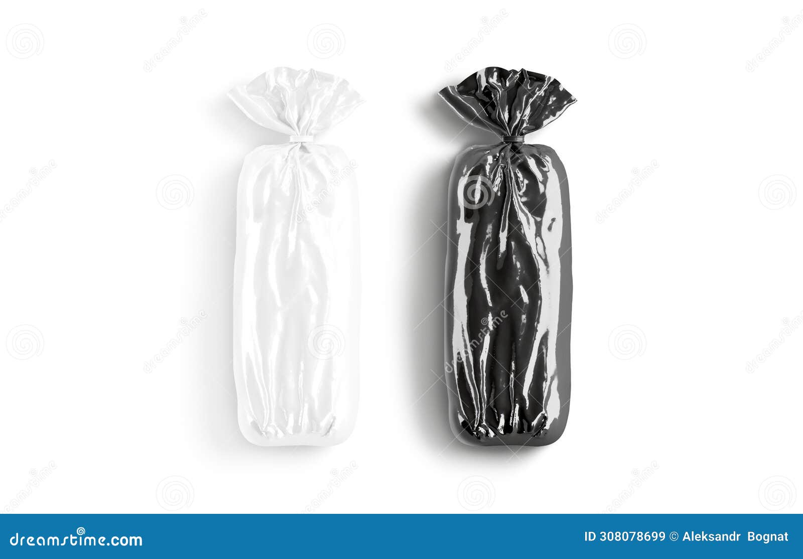Blank Black And White Bread Cellophane Pack Mockup, Top View Royalty ...