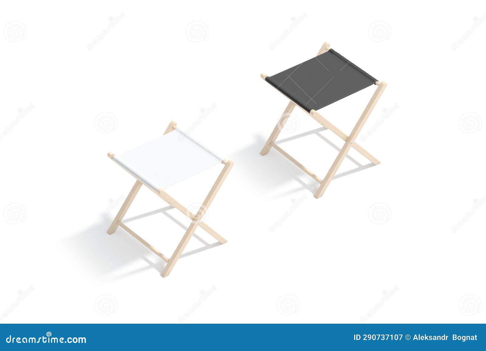 Blank Black And White Camp Folding Stool Mockup, Half-turned View ...