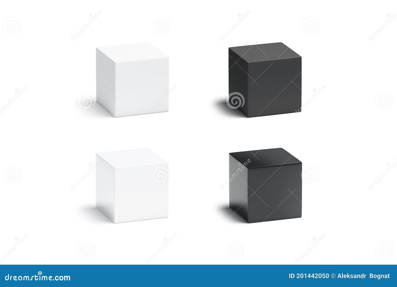 Cube Box Mockup. White Cardboard Realistic Packaging, 3D Isolated Paper ...