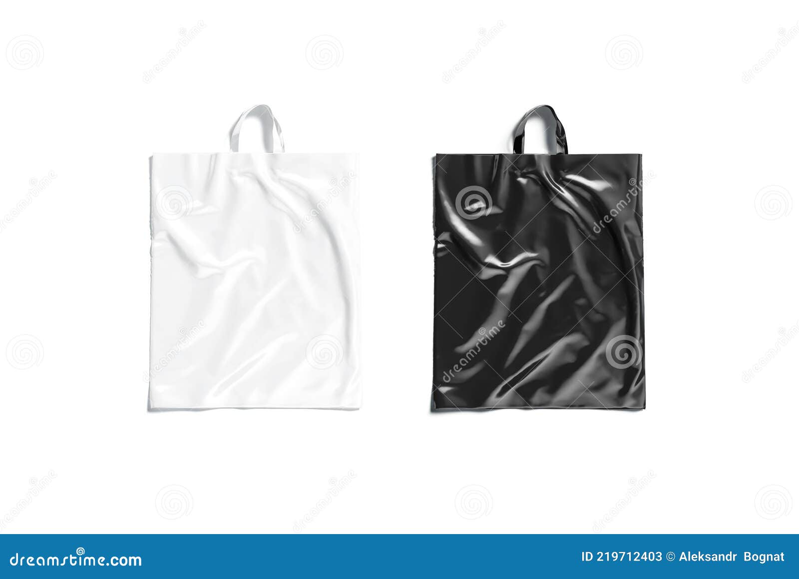 Blank Black And White Loop Handle Plastic Bag Mockup, Isolated Royalty ...