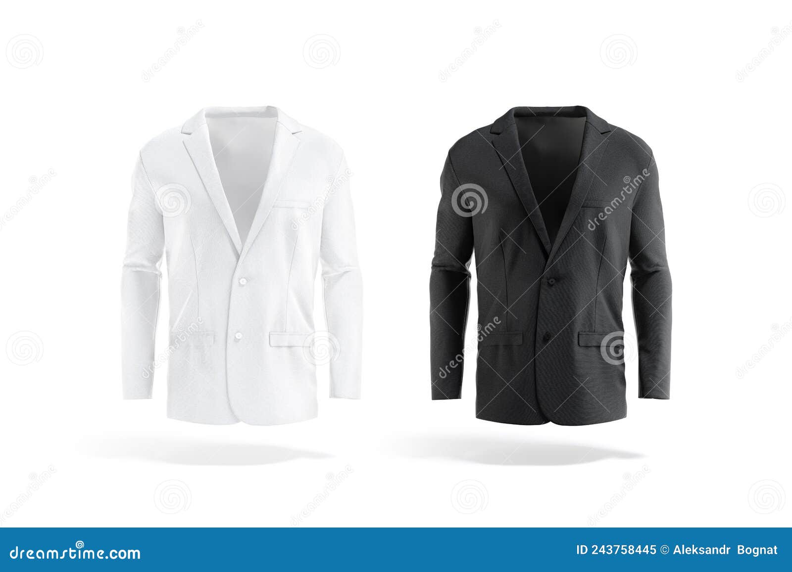 Blank Black and White Men Blazer Mockup, Front View Stock Illustration ...