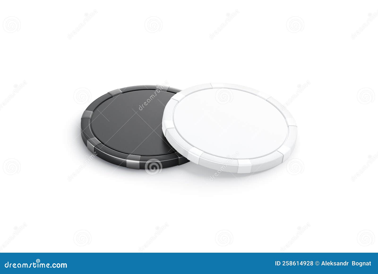 Blank Black and White Plastic Round Chip Mockup Pair, Isolated Stock ...