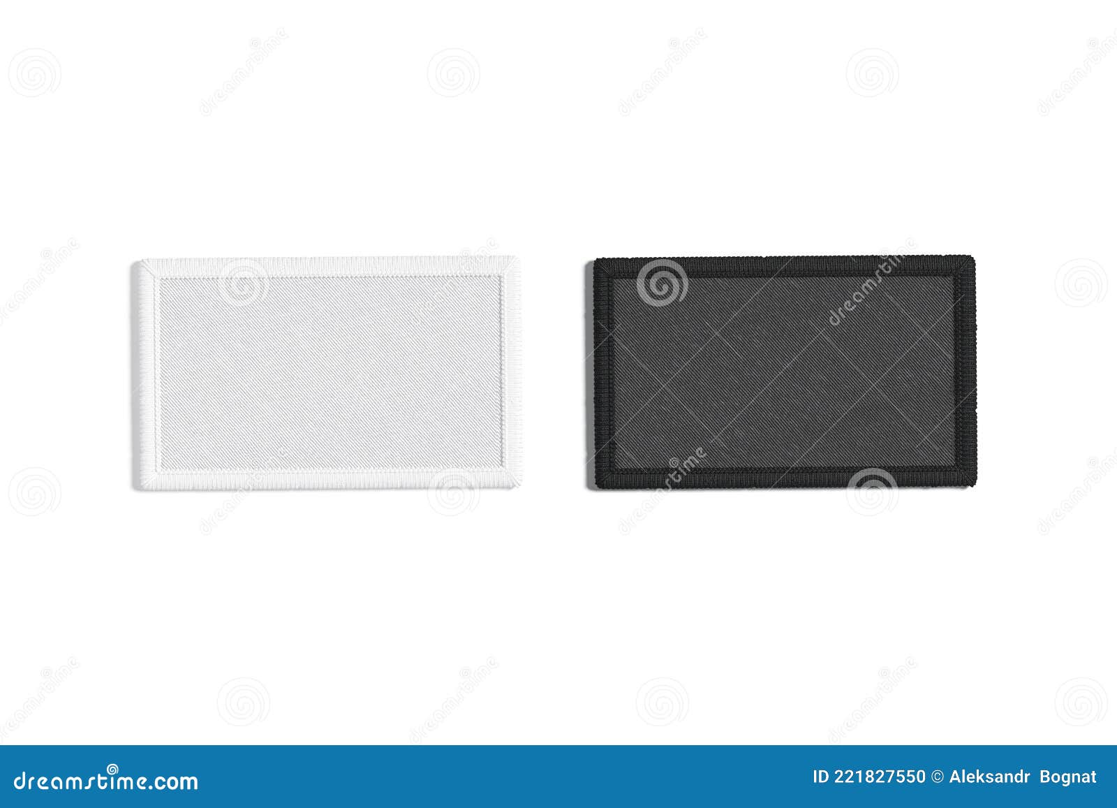 Blank Black and White Rectangle Embroidered Patch Mockup, Top View ...