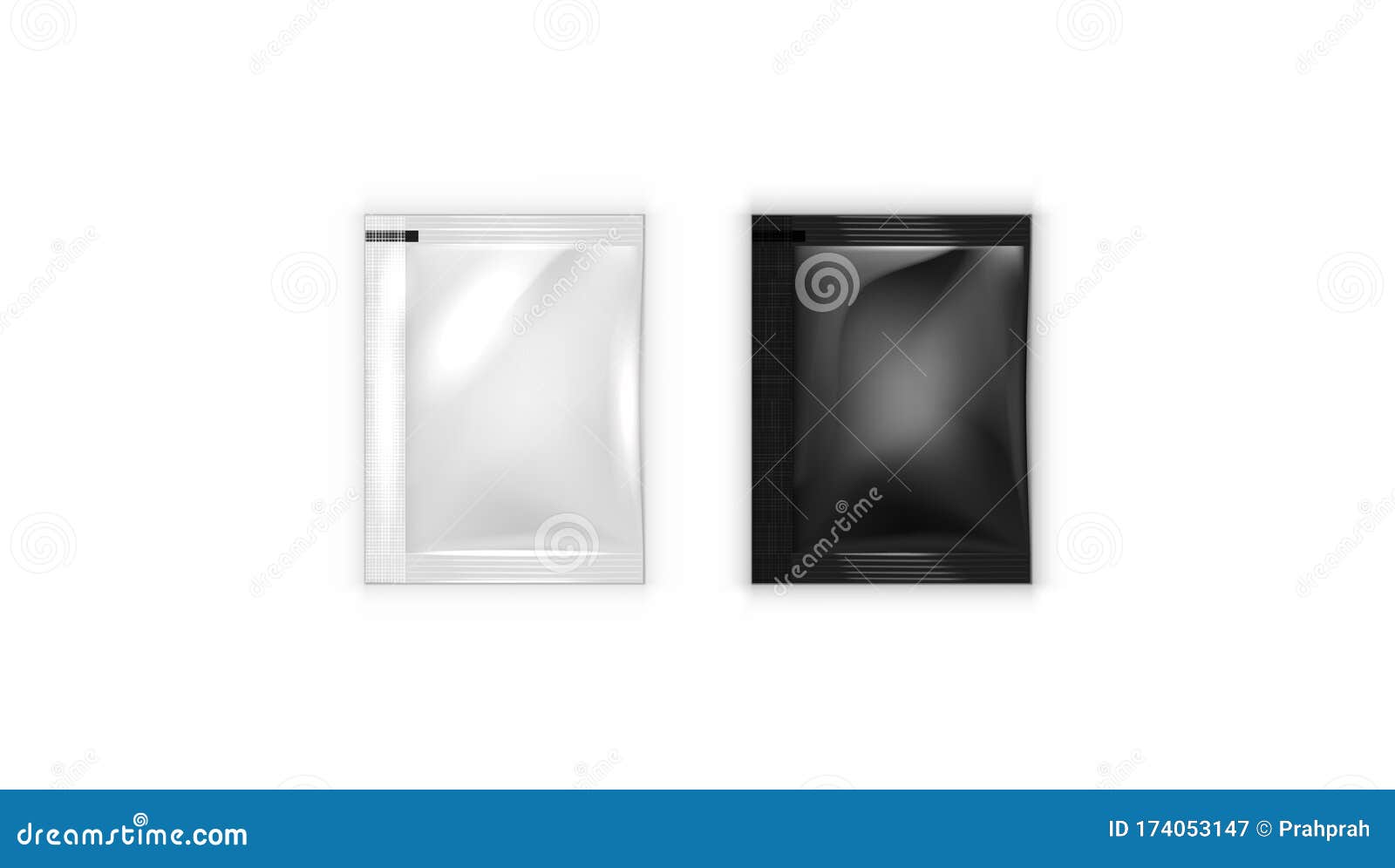 Blank Black and White Sachet Packet Package Mockup Stock Vector ...