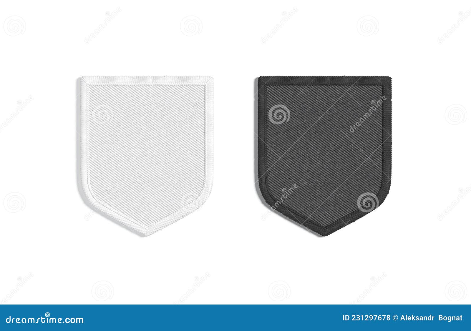 Blank Black and White Shield Embroidered Patch Mockup, Top View Stock ...