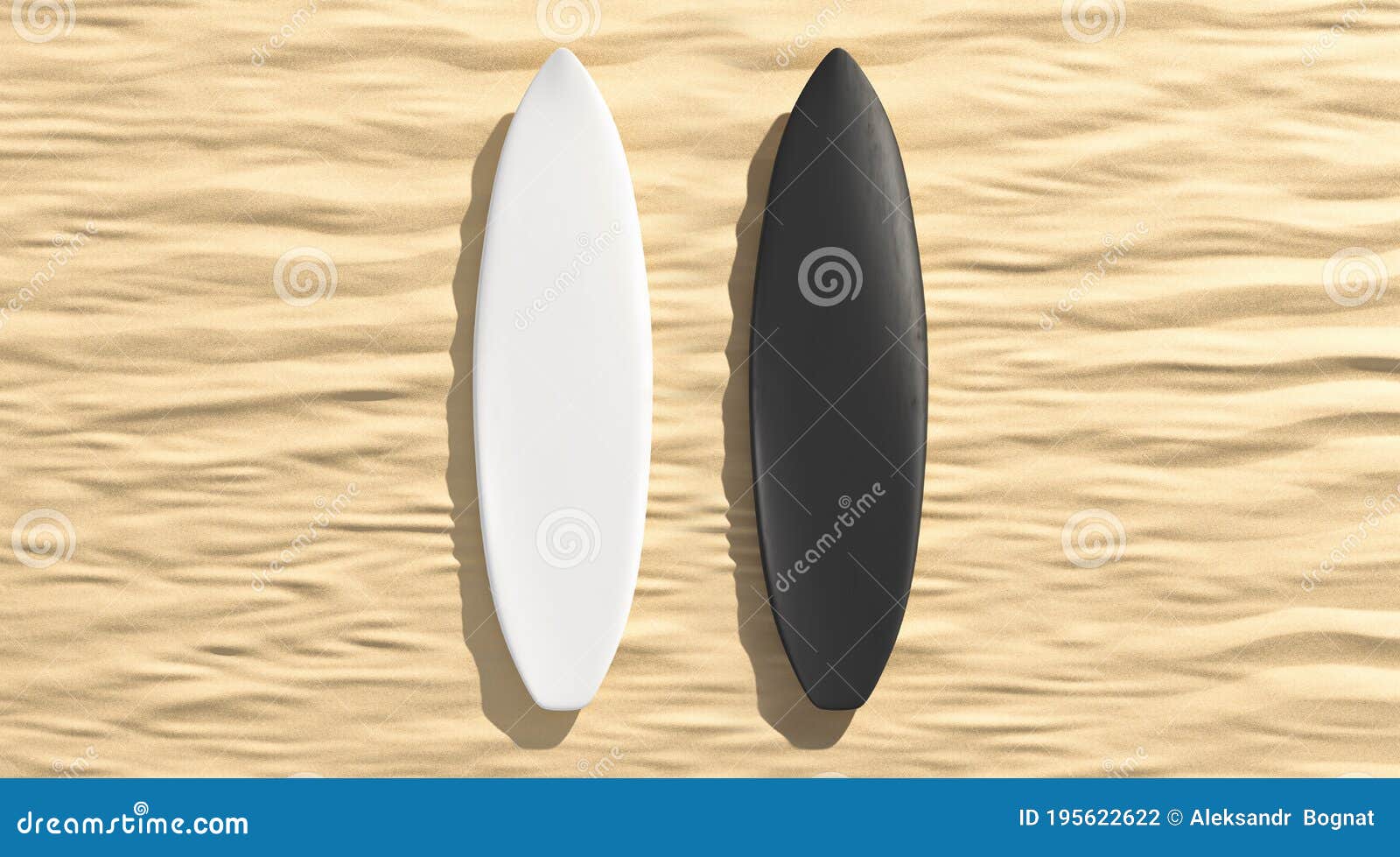 Blank Black and White Surfboard Lying on Sand Mockup Stock Illustration ...