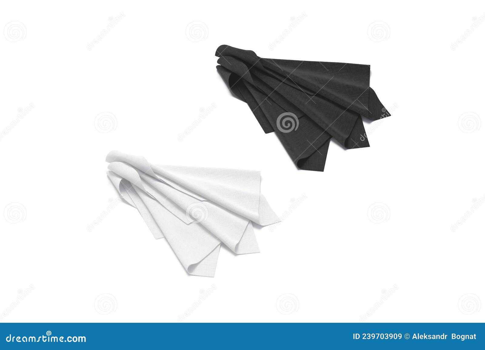 Blank Black and White Twisted Fabric Samples Mockup, Side View Stock ...