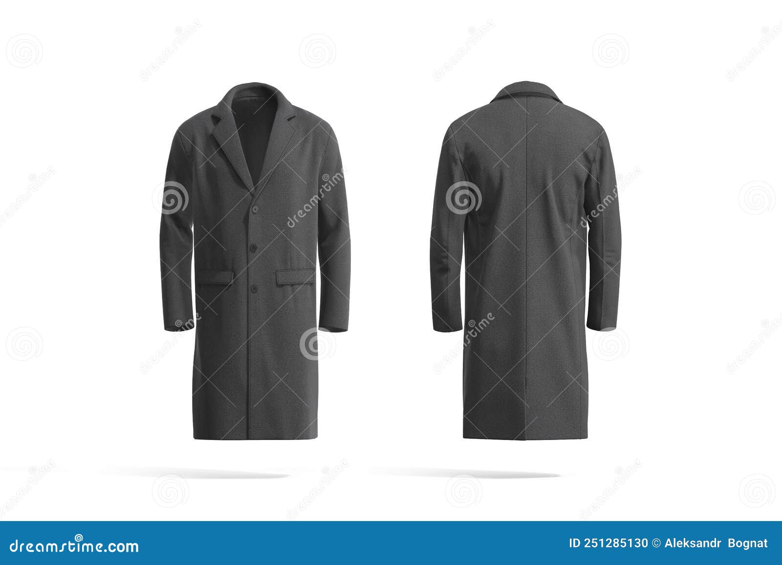 Blank Black Wool Coat Mockup, Front and Back View Stock Illustration ...
